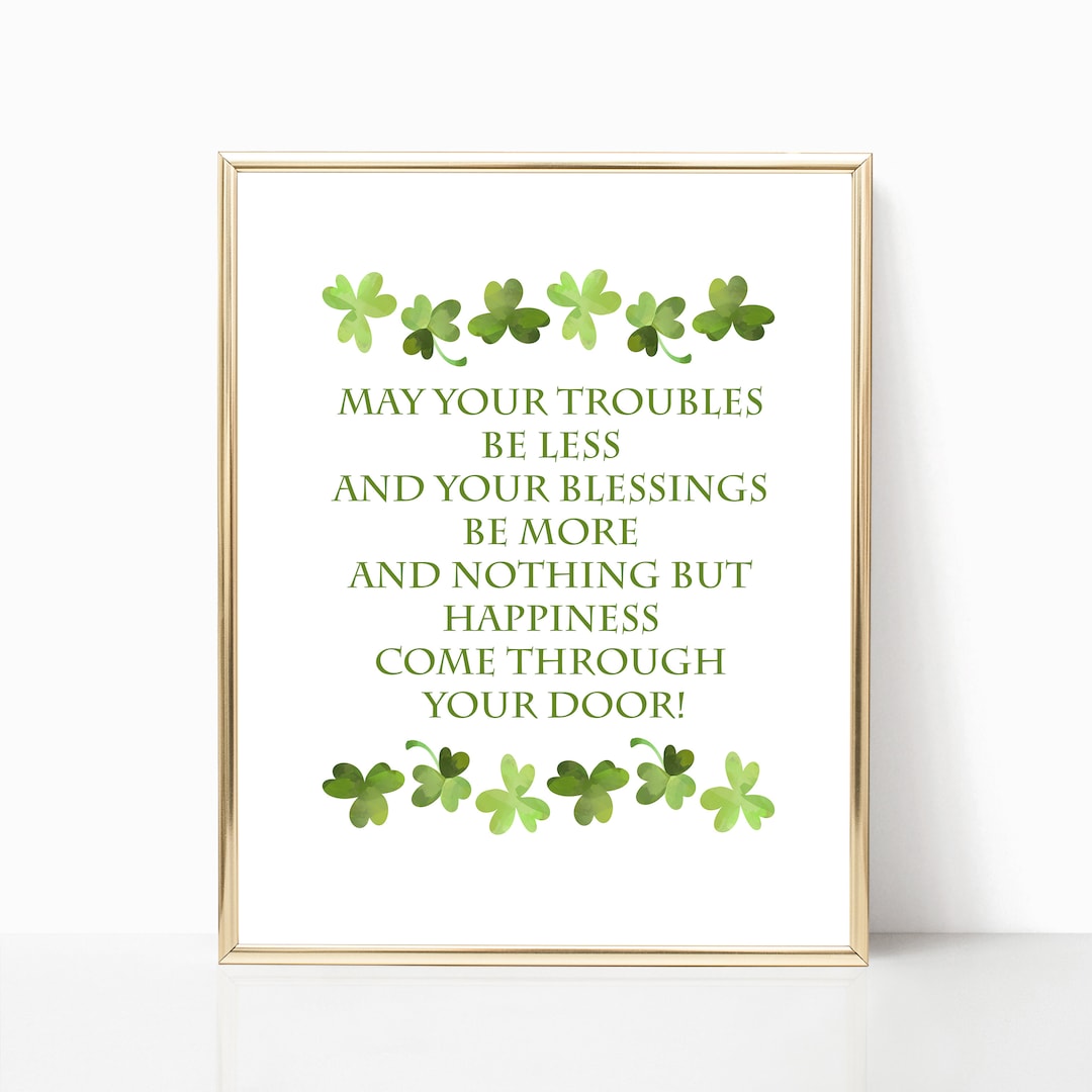 St Patrick's Day Sign, Irish Blessing Printable Wall Art, Irish Green ...