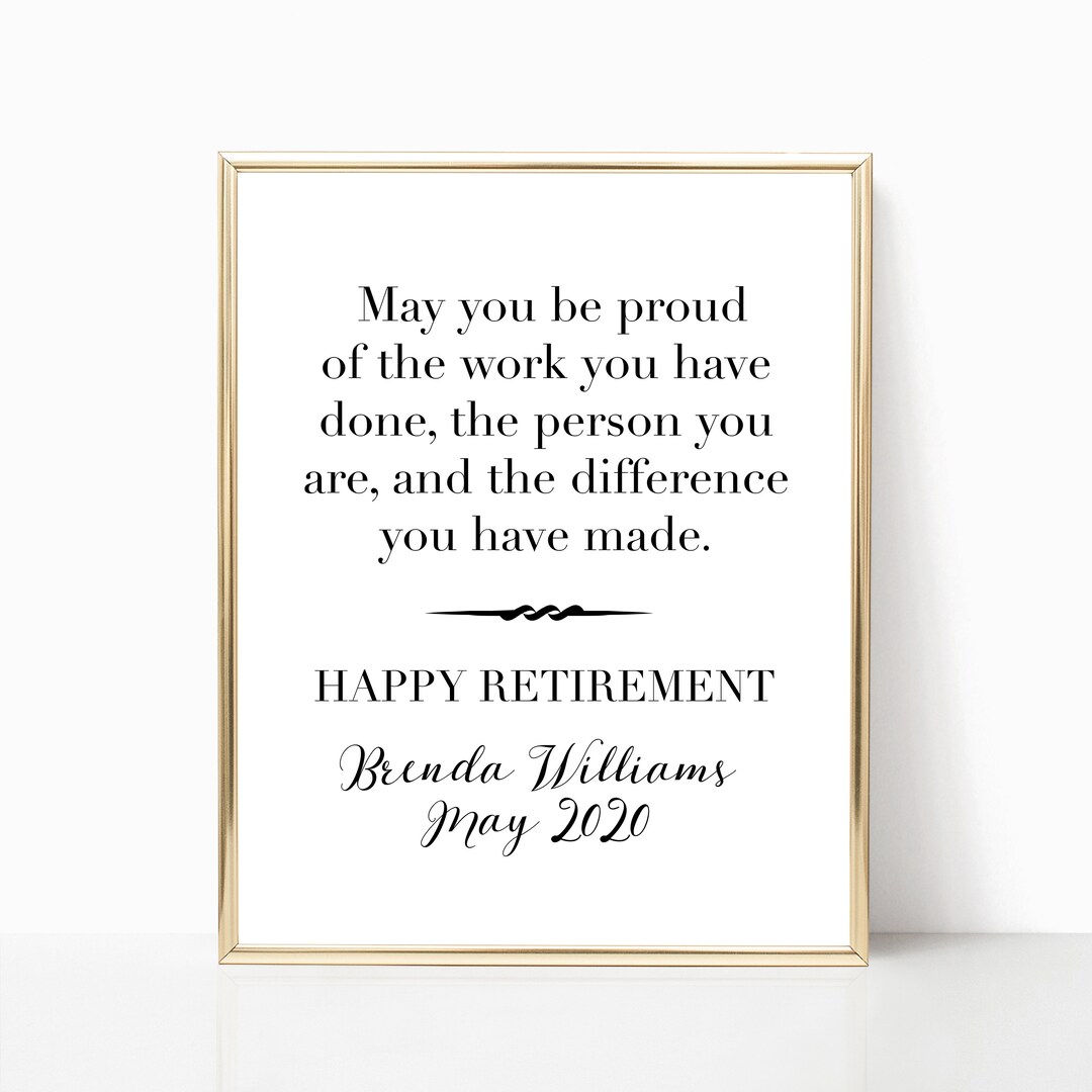 Personalized Retirement Quote Printable Sign, Custom Retirement Wall ...