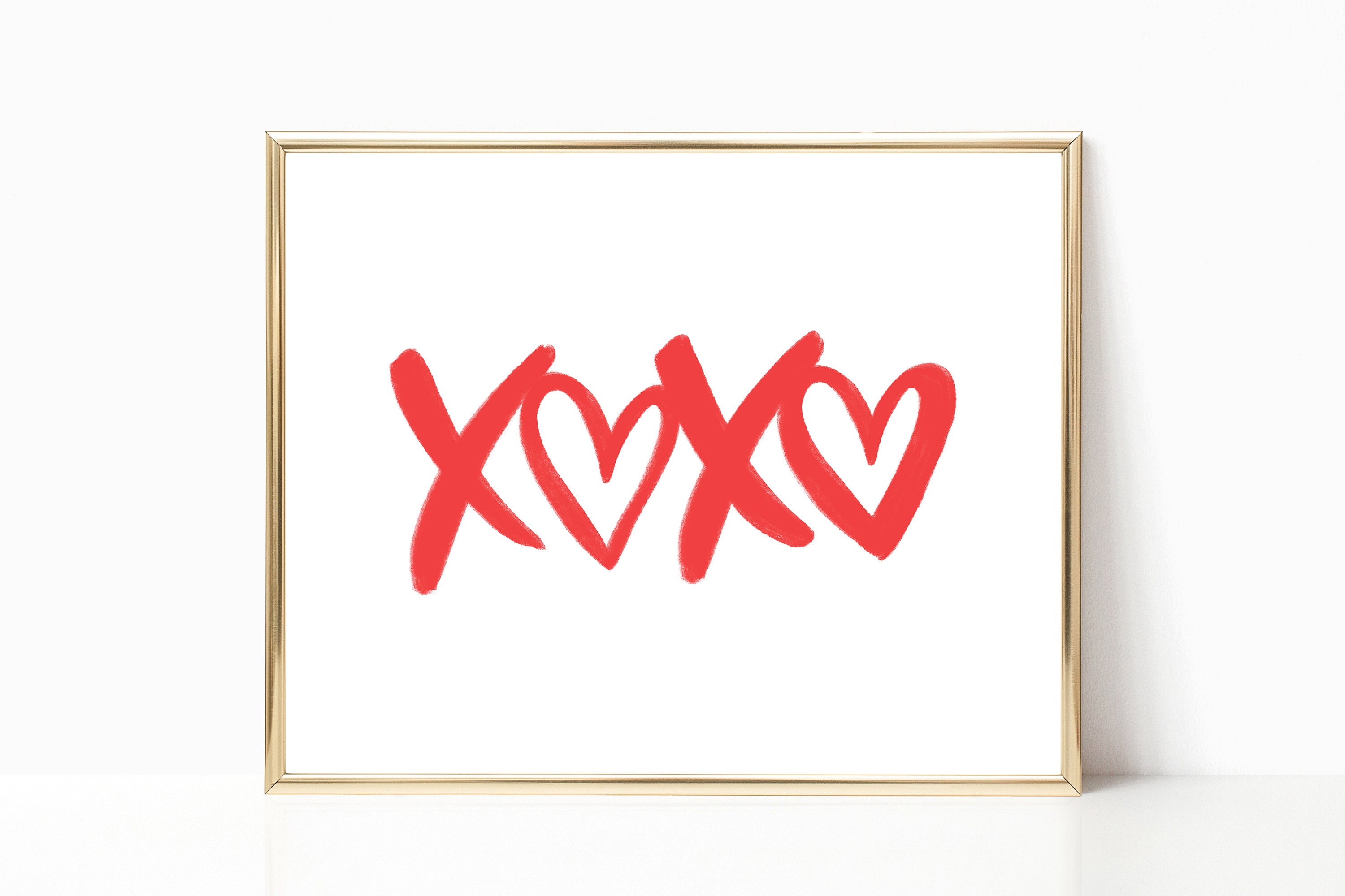 Red Watercolor Valentine XOXO Printable Wall Art | Etsy