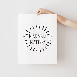 Kindness Matters Classroom Positivity PRINTABLE Sign, Classroom Decor ...