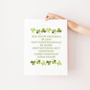 St Patrick's Day Sign, Irish Blessing Printable Wall Art, Irish Green ...