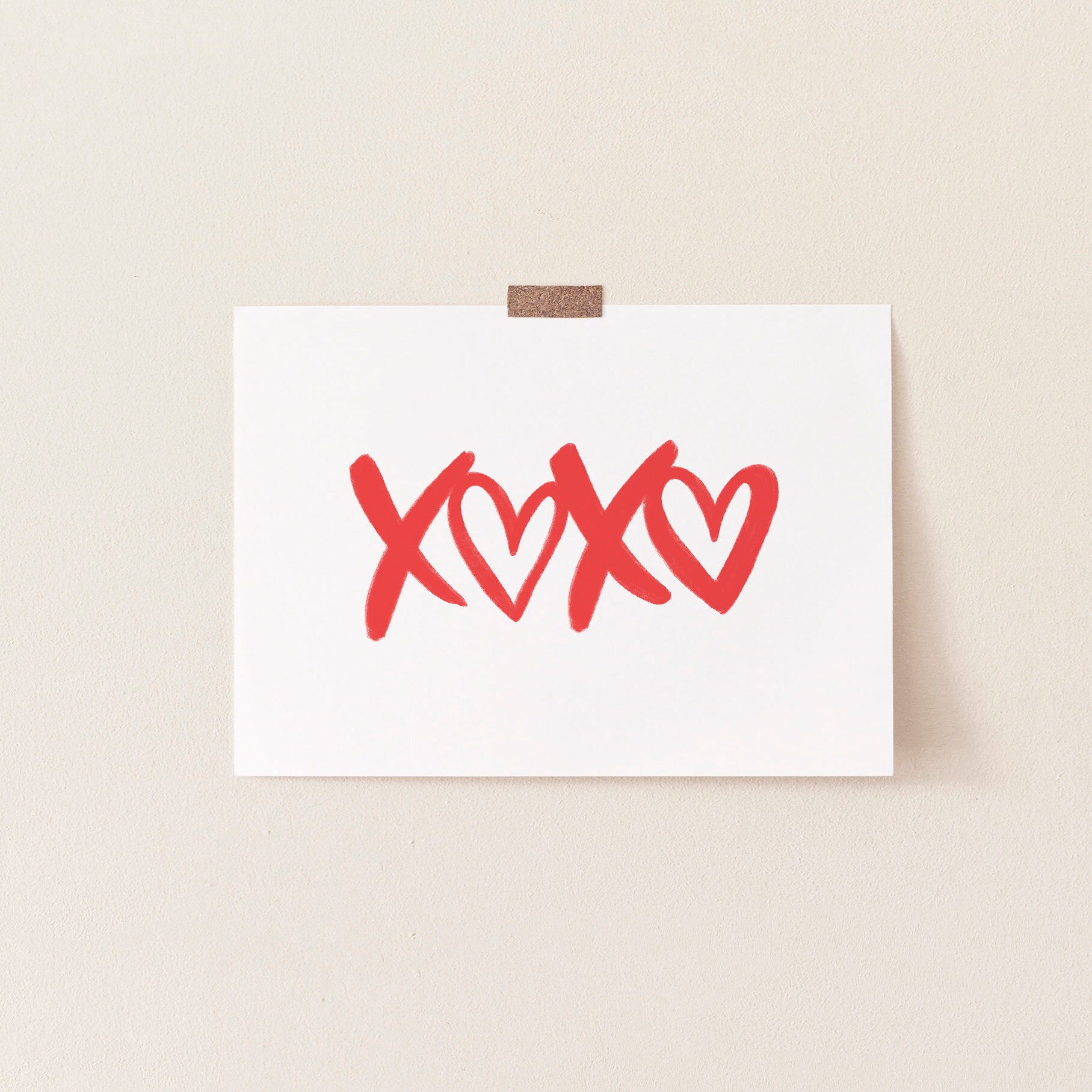 Red Watercolor Valentine XOXO Printable Wall Art | Etsy