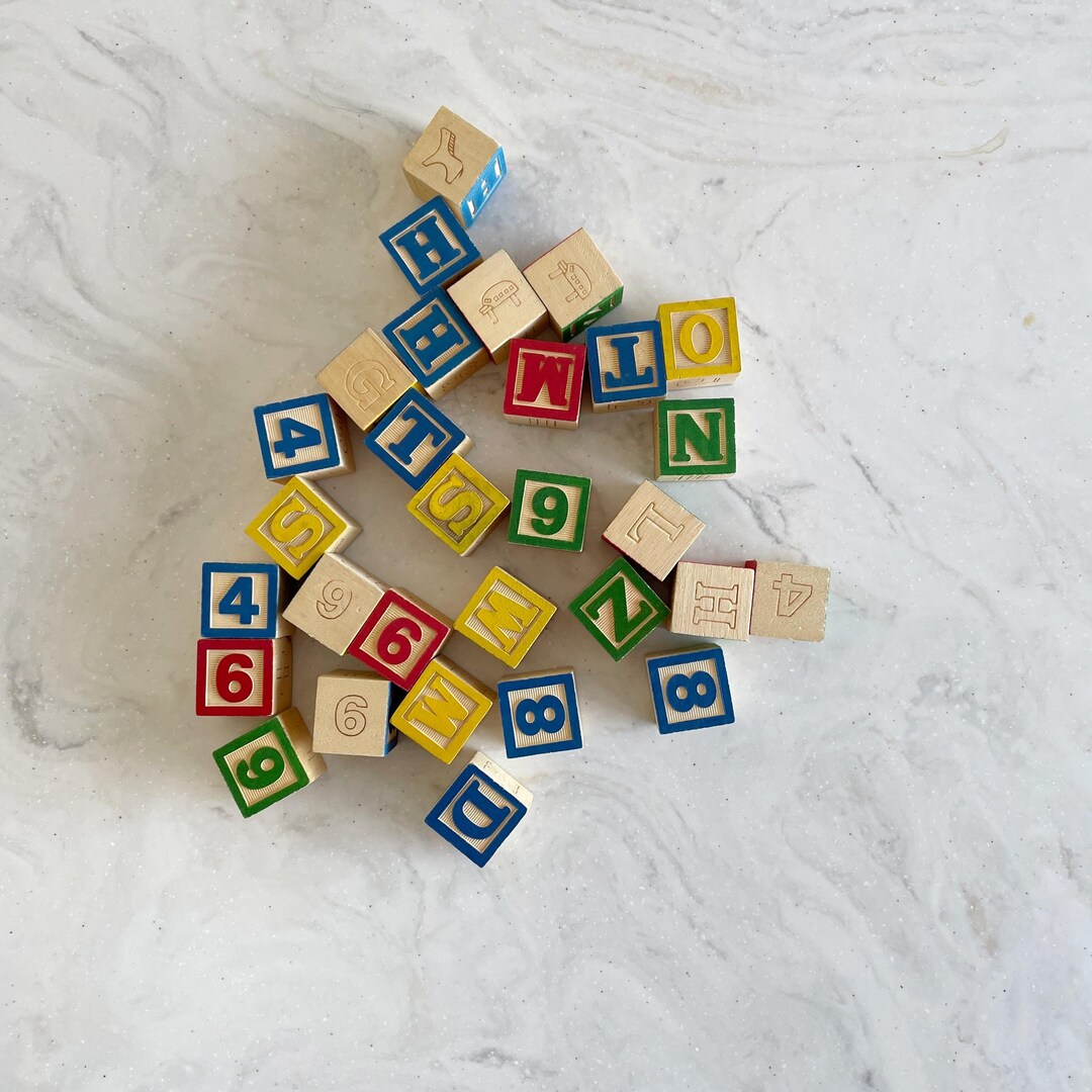 Vintage Lot of 30 Wooden Alphabet Building Blocks, Children's Wood ...