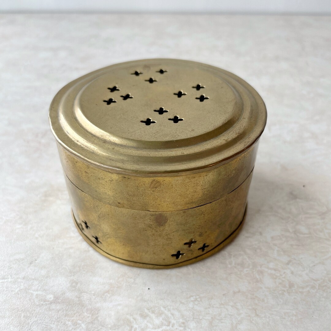 Vintage Brass Incense Box: Pierced Metal Potpourri Holder - Etsy