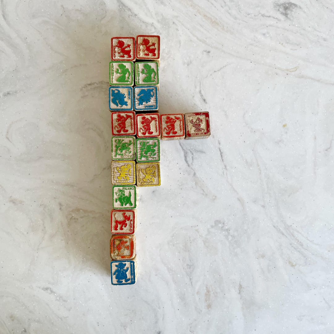 Vintage Lot of 18 Disney Wooden Alphabet Building Blocks, Children's ...