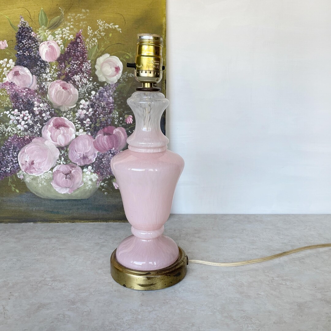 Vintage Pink Glass Bedside Boudoir Table Lamp, Underwriters ...