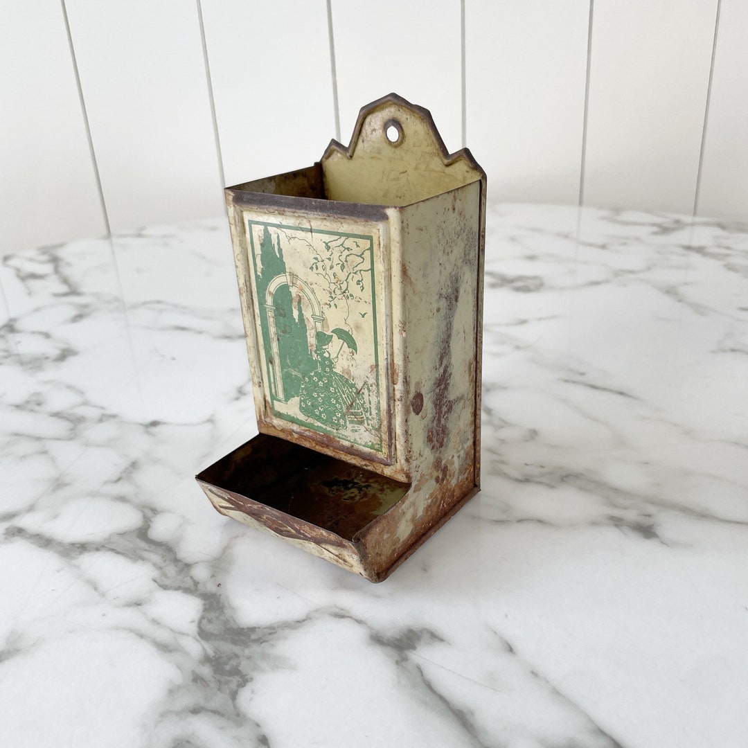 Vintage Metal Green Match Box, Victorian Girl W/ Parasol Match Holder ...