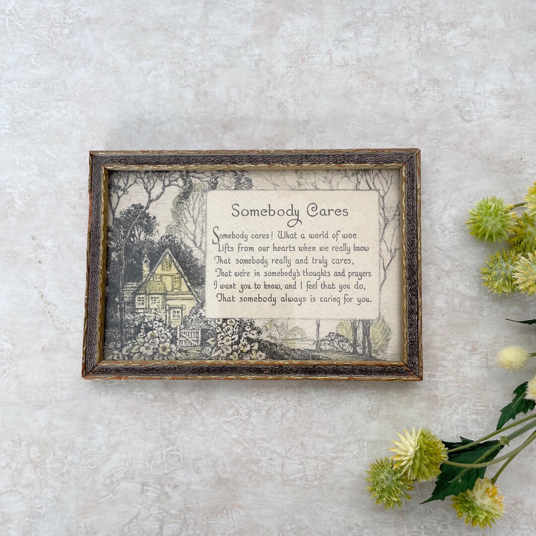 Somebody Cares Framed Motto, Vintage Friendship Poem Wall Decor W ...
