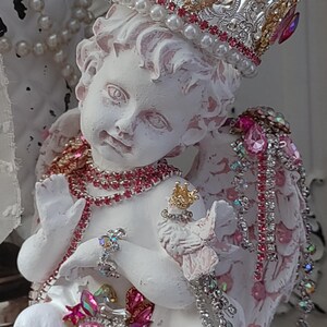 Jeweled Cherub, Pink Cherub, Cherub Statue, Crown - Etsy