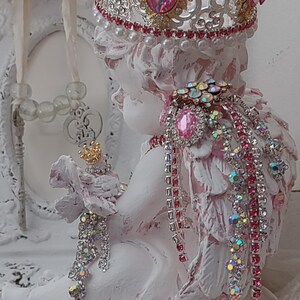 Jeweled Cherub, Pink Cherub, Cherub Statue, Crown - Etsy