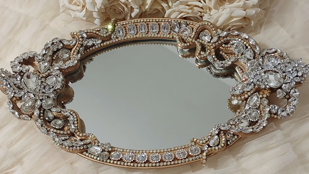Mirror, Jeweled Mirror, Encrusted Mirror, Vanity Mirror, Rhinestone ...