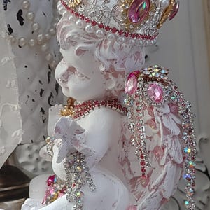 Jeweled Cherub, Pink Cherub, Cherub Statue, Crown - Etsy