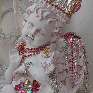 Jeweled Cherub, Pink Cherub, Cherub Statue, Crown - Etsy