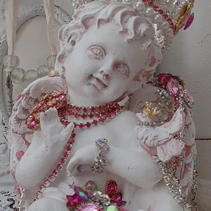 Jeweled Cherub, Pink Cherub, Cherub Statue, Crown - Etsy