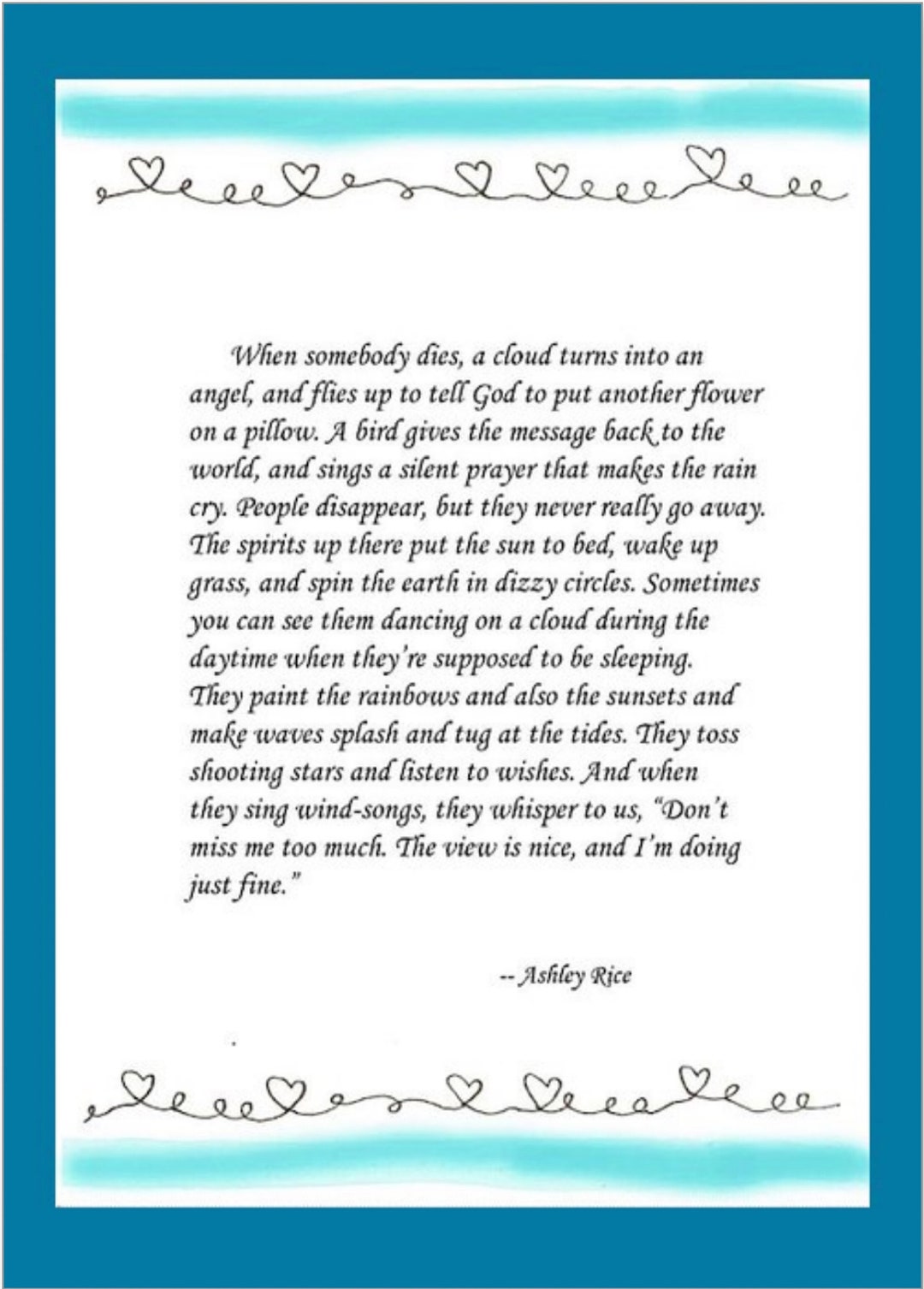 Sympathy Poem Greeting Card by Ashley Rice - Etsy