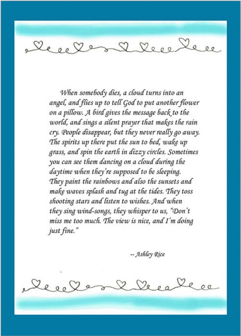 Sympathy Poem Greeting Card by Ashley Rice - Etsy