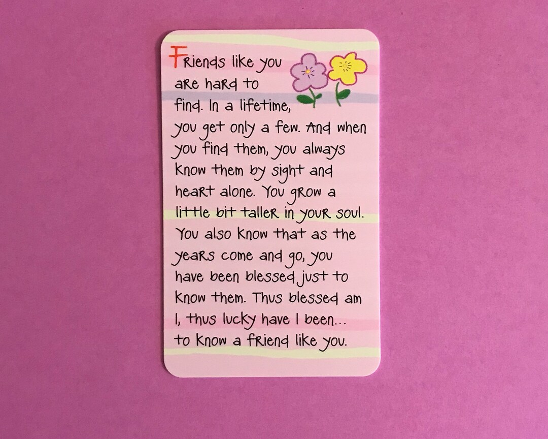 Friends Wallet Card Friendship BFF Friends Gift - Etsy