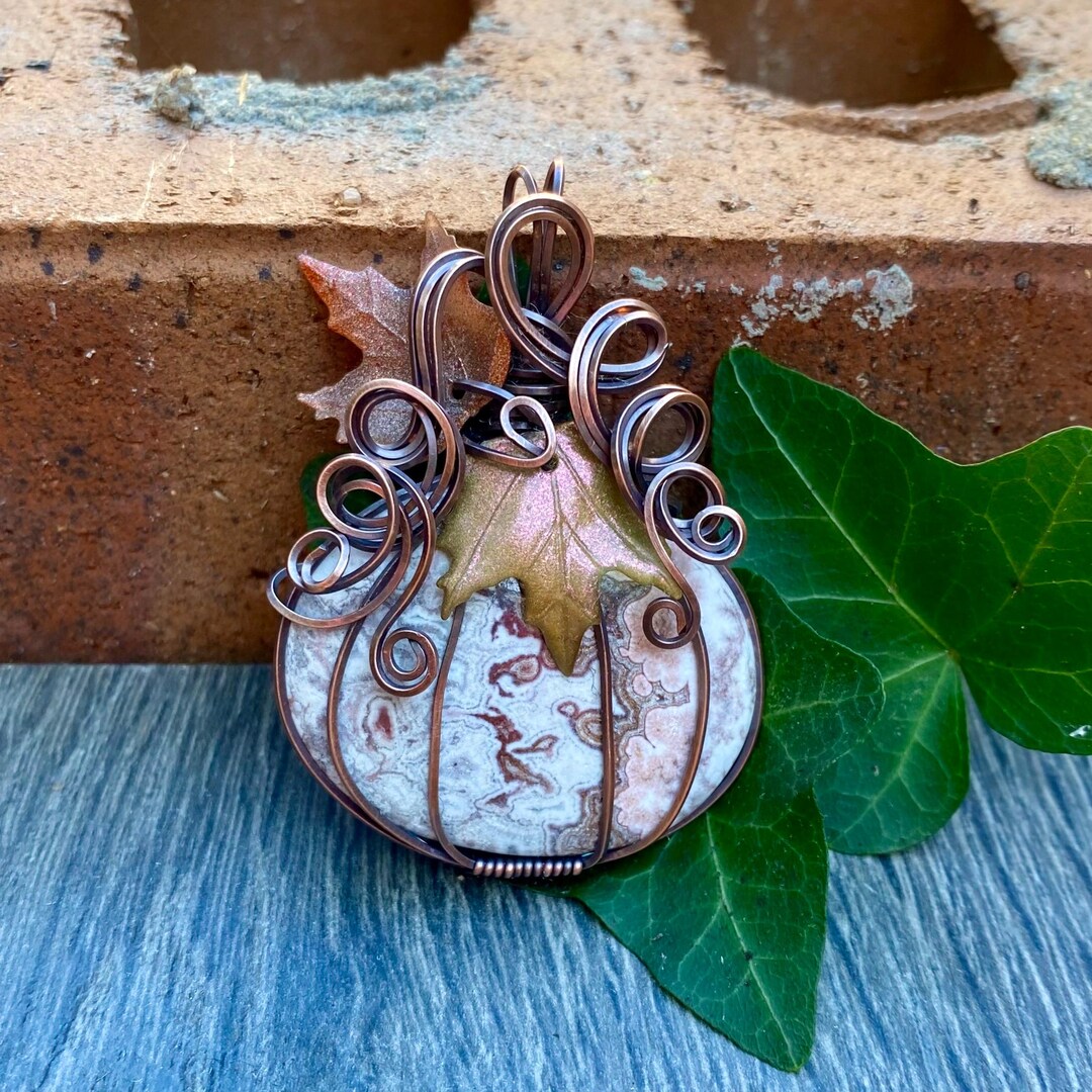 Rosita Jasper Copper Pumpkin Pendant Wire Wrapped in Copper / Semi ...