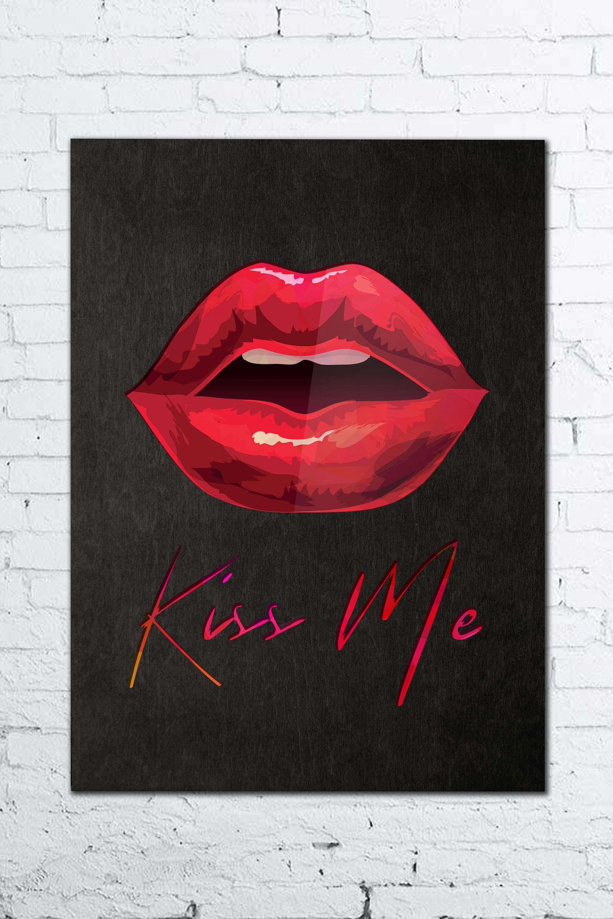 Wooden Lips Picture Wall Art Wood Lips Wall Art Lips Print Kiss Art ...