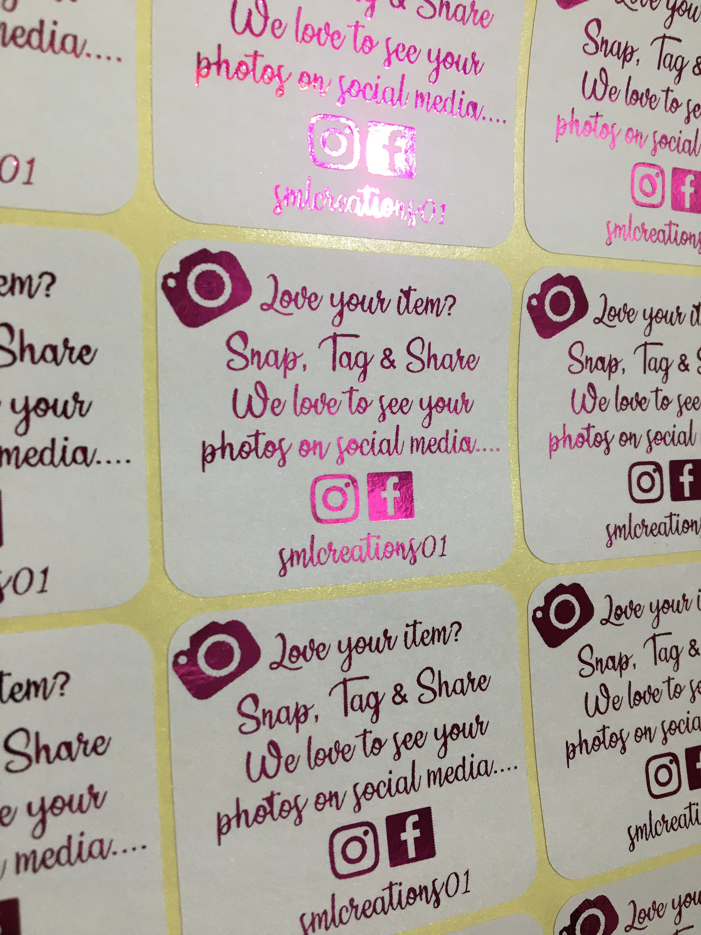 Snap Tag and Share Business Stickers Foils Labels Tags | Etsy