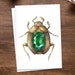 Emerald Bug Skarab Watercolor Art Print DIN A5 on Recycling - Etsy