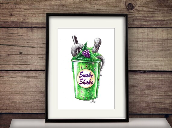 Snake Shake Watercolor Print Poster Badger DIN A4 or Postcard | Etsy