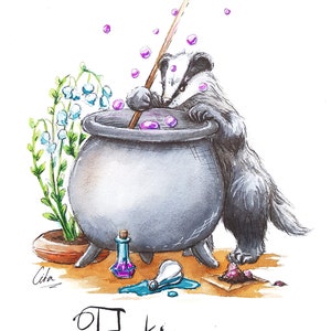 Postcard Set A Badger Learns Magic Astronomy Potions and - Etsy