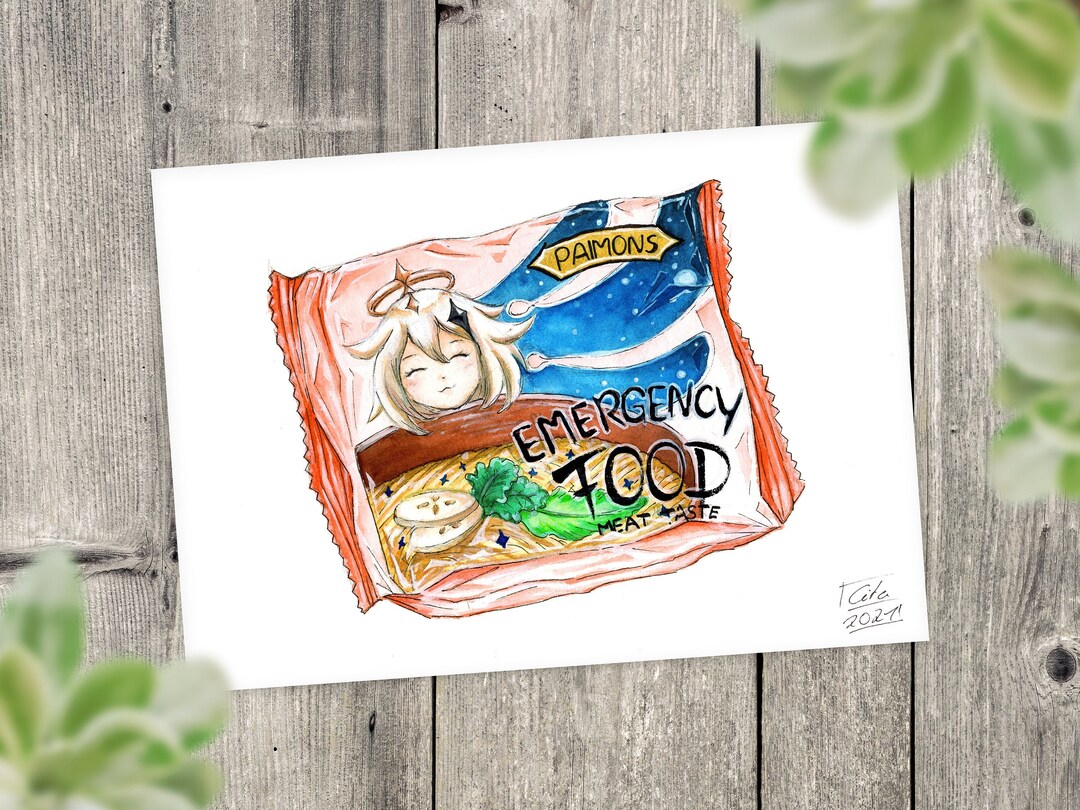 Paimon Emergency Food Poster and Postcard Print Instant - Etsy
