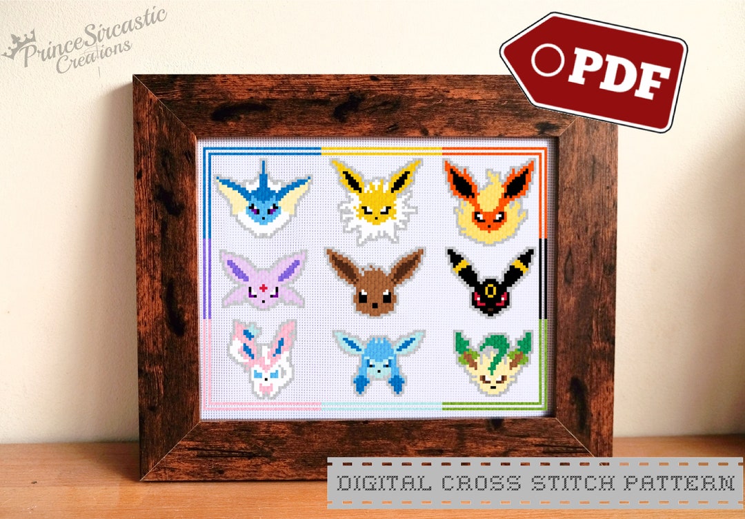 Pokemon Eevee Eeveelutions PDF Digital Cross Stitch Pattern - Etsy