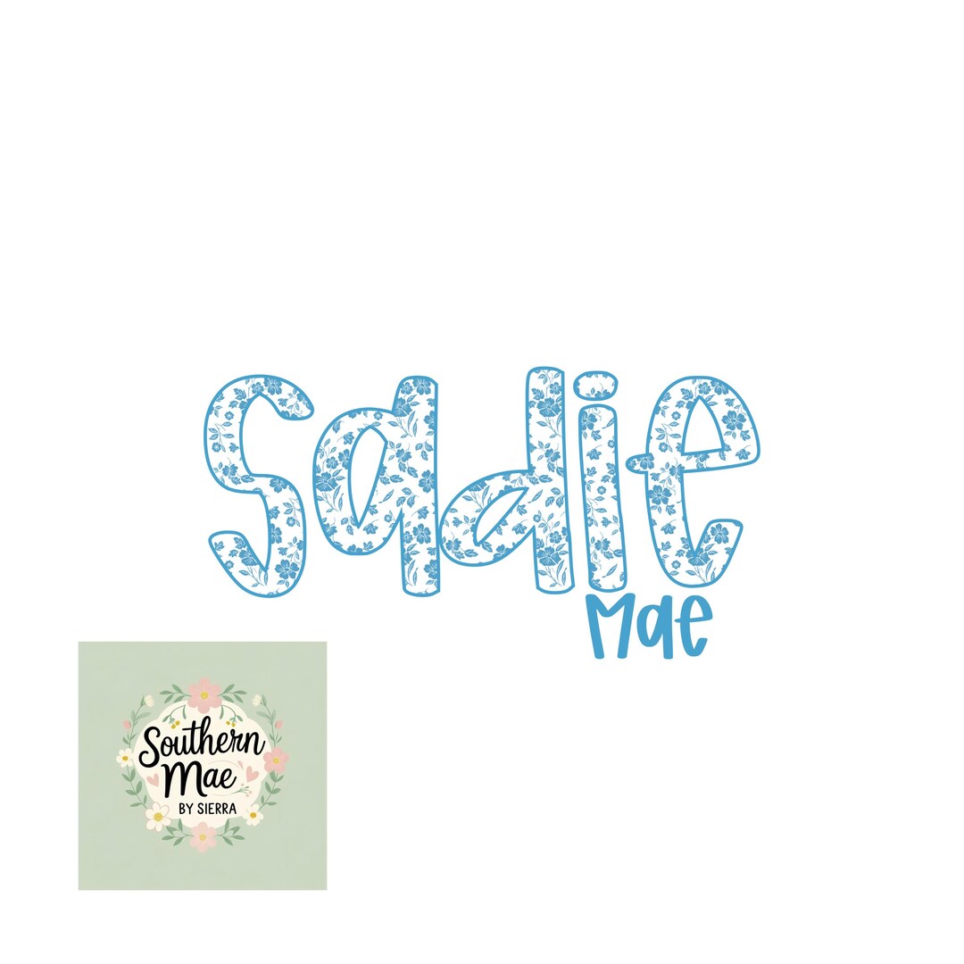 Custom Blue Floral Name PNG, Toile Design (digital Download) - Etsy