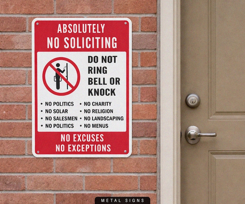 No Soliciting Sign, Do Not Ring Bell or Knock, Metal Signs, Outdoor ...