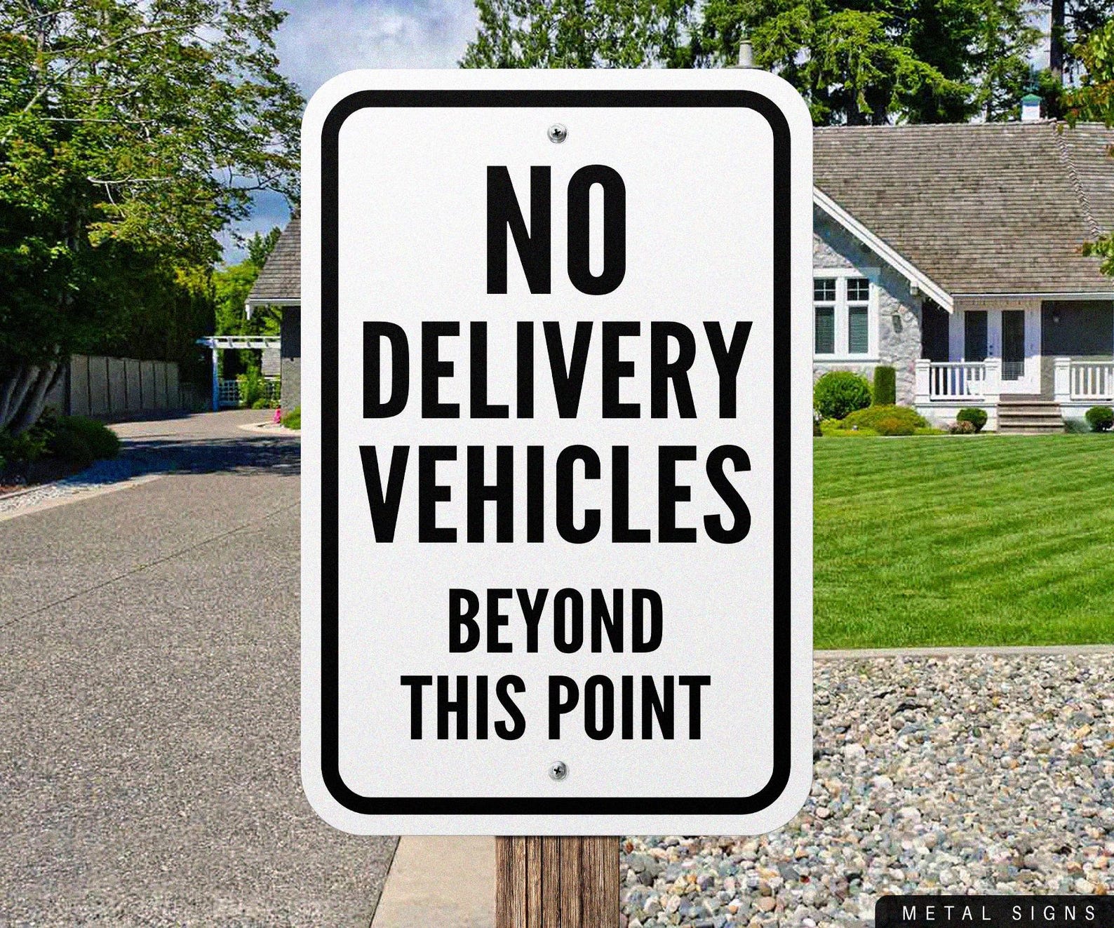 No Delivery Vehicles Beyond This Point, Metal Sign, Weatherproof ...