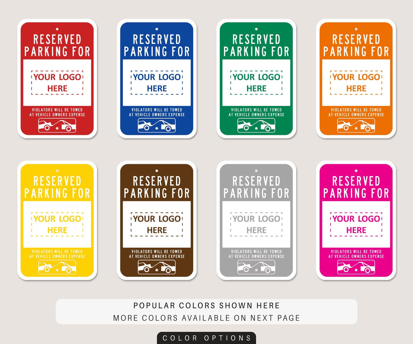 Reserved Parking Sign With Logo, Custom Metal Sign, Company Parking ...