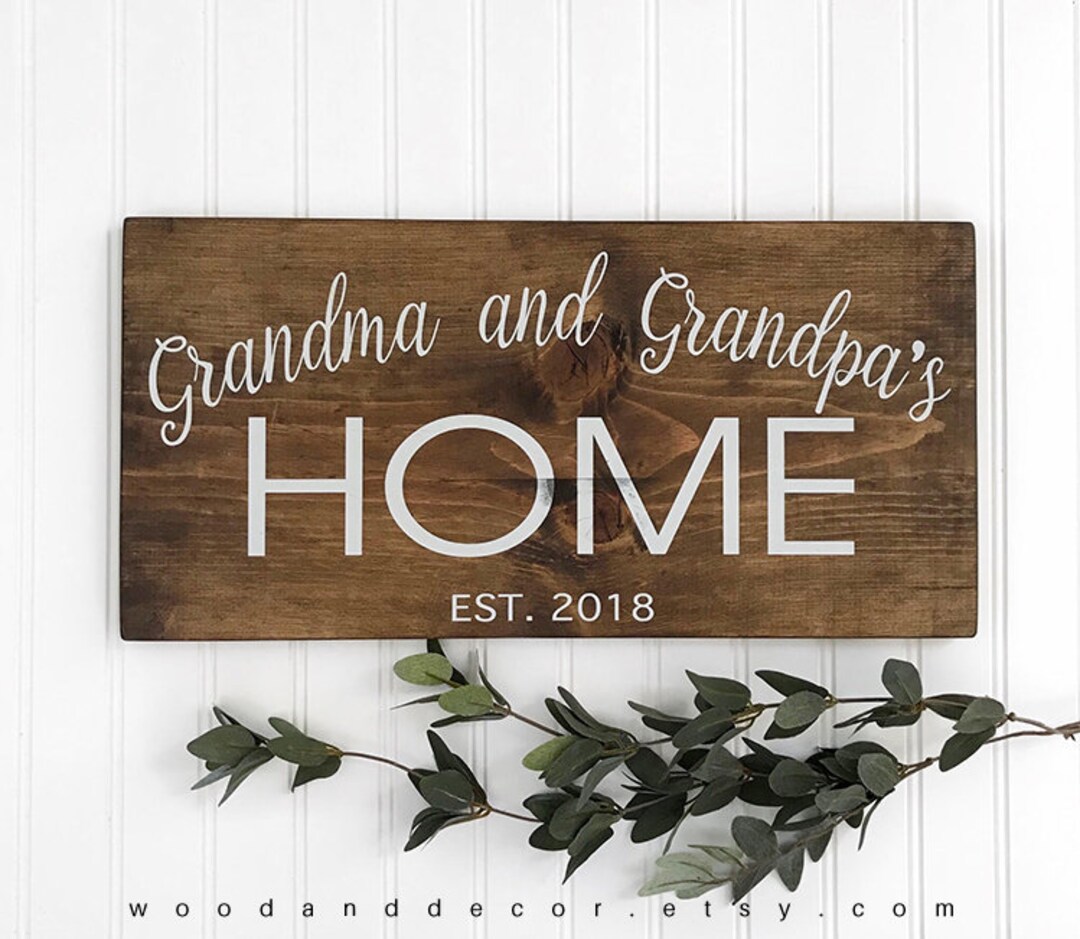 Grandma & Grandpa's Home Sign, Grandparent's Gift, Christmas Gift Idea ...