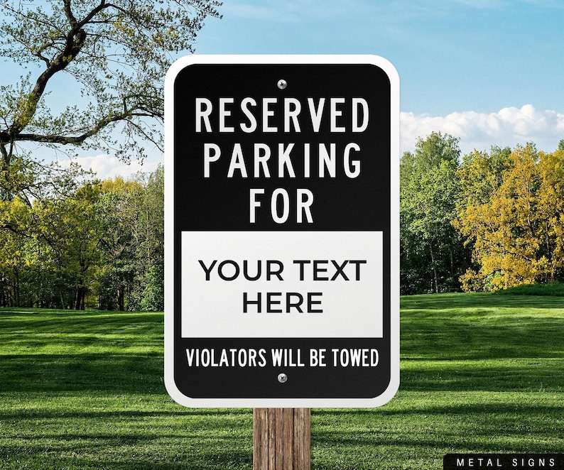 Custom Reserved Parking Sign: Personalized Metal Outdoor Sign - Etsy