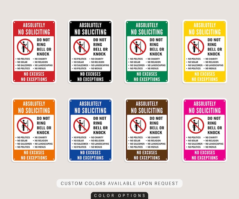 No Soliciting Sign, Do Not Ring Bell or Knock, Metal Signs, Outdoor ...