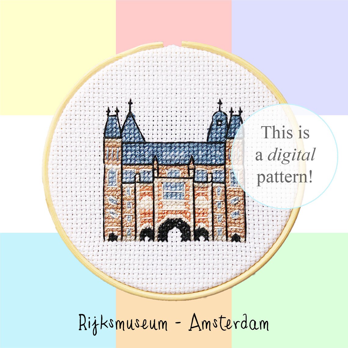 National Museum Amsterdam Cross Stitch PDF Pattern | 10cm / 4 ...