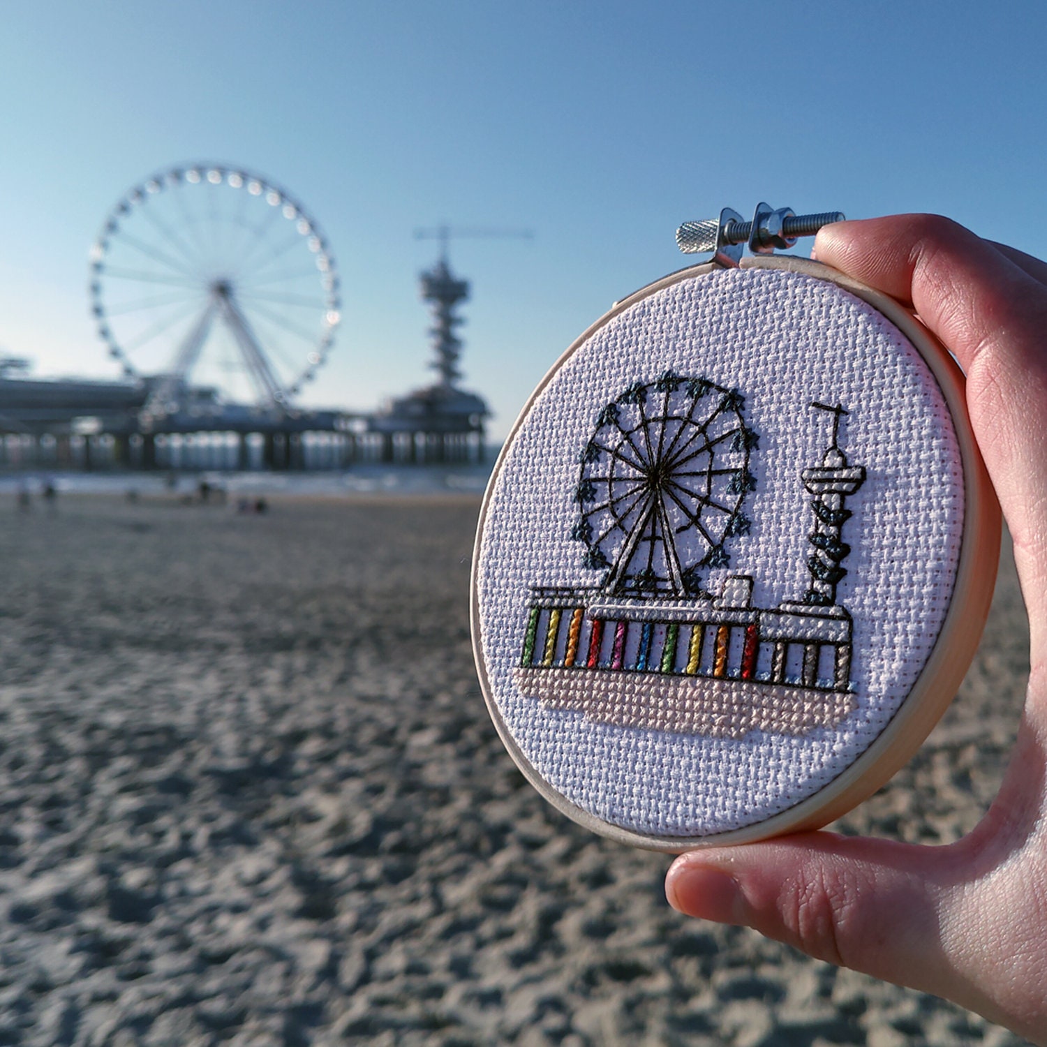 The Pier Scheveningen Cross Stitch DIY KIT 10cm / 4 - Etsy