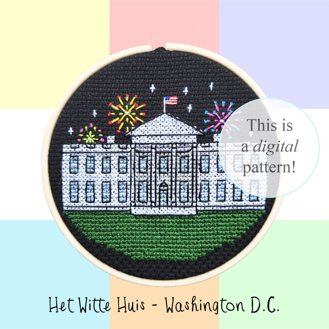 The White House Cross Stitch PDF Pattern | 10cm / 4" | Instant Digital ...
