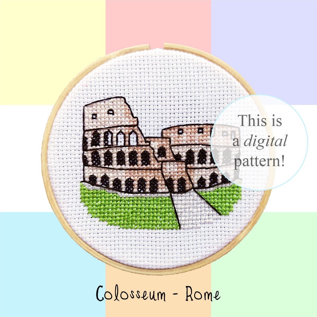 Colosseum Rome Cross Stitch PDF Pattern | 10cm / 4" | Instant Digital ...