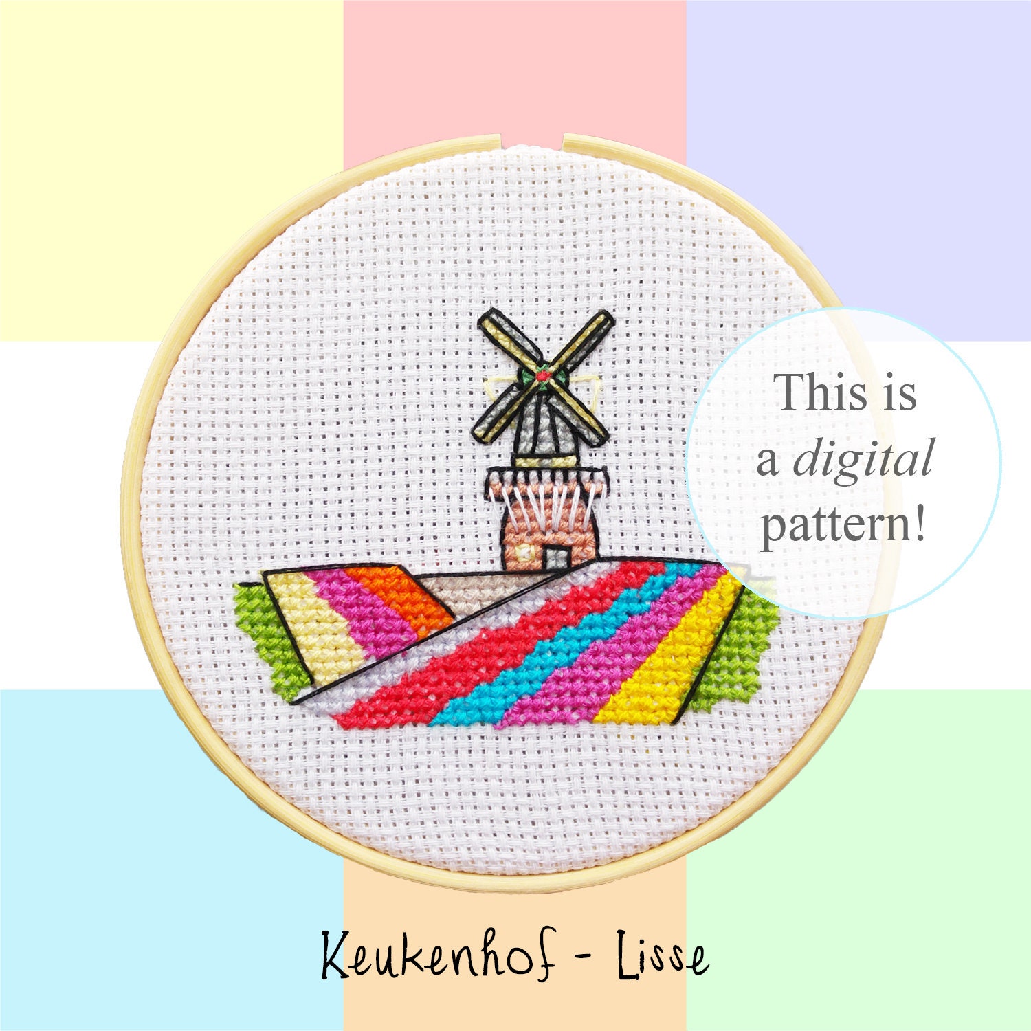Keukenhof Lisse Cross Stitch PDF Pattern | 10cm / 4" | Instant Digital ...