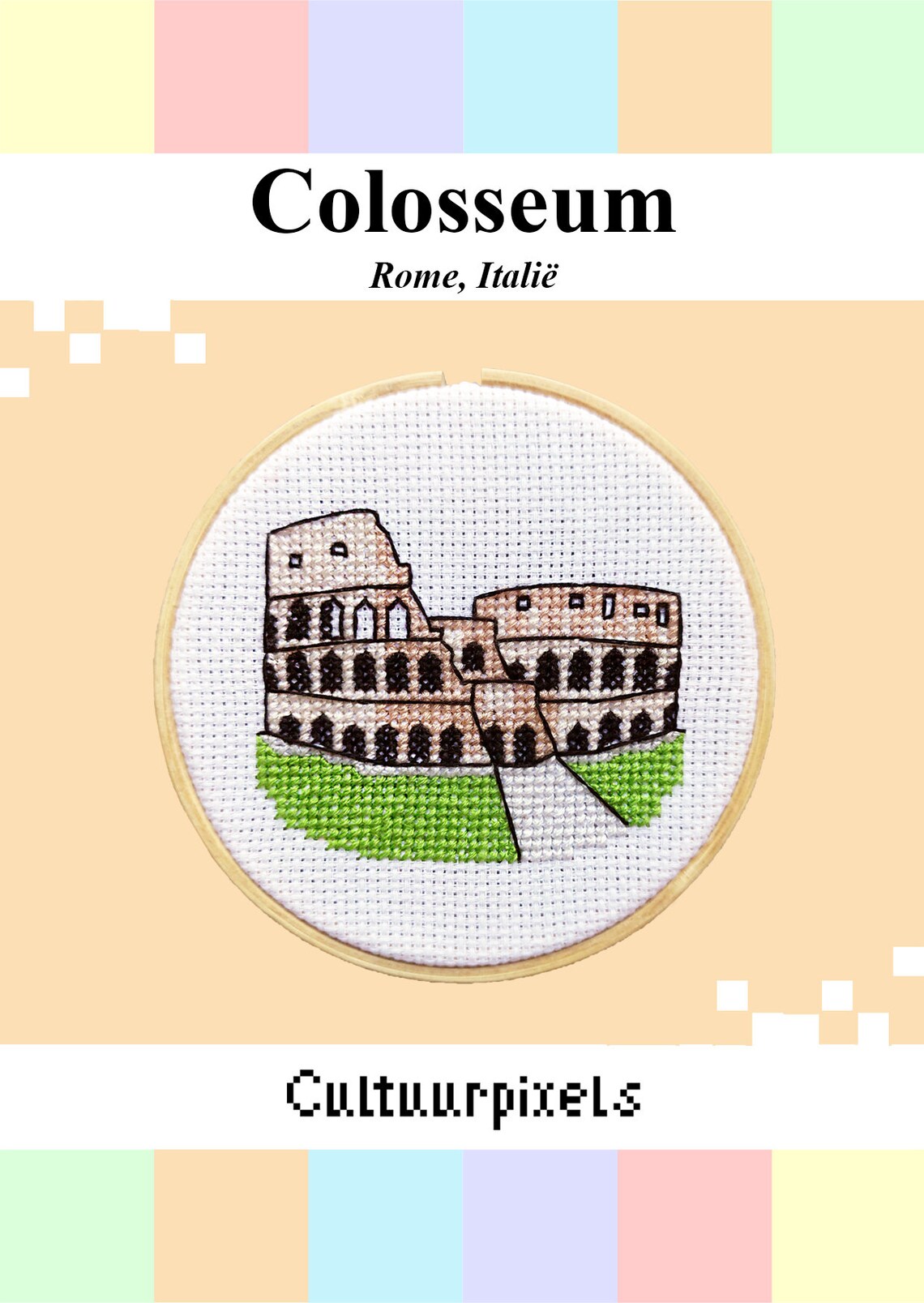 Colosseum Rome Cross Stitch PDF Pattern 10cm / 4 - Etsy