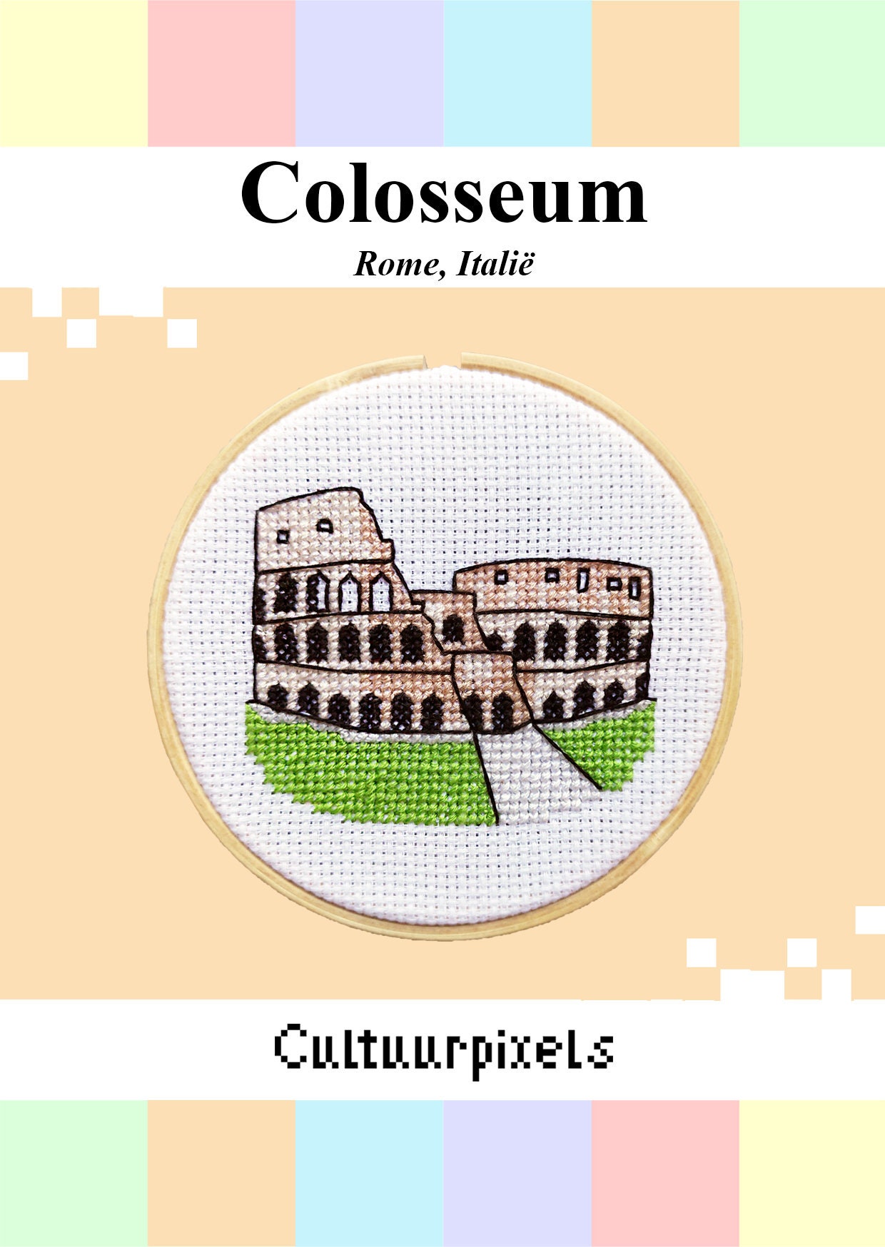 Colosseum Rome Cross Stitch PDF Pattern | 10cm / 4" | Instant Digital ...