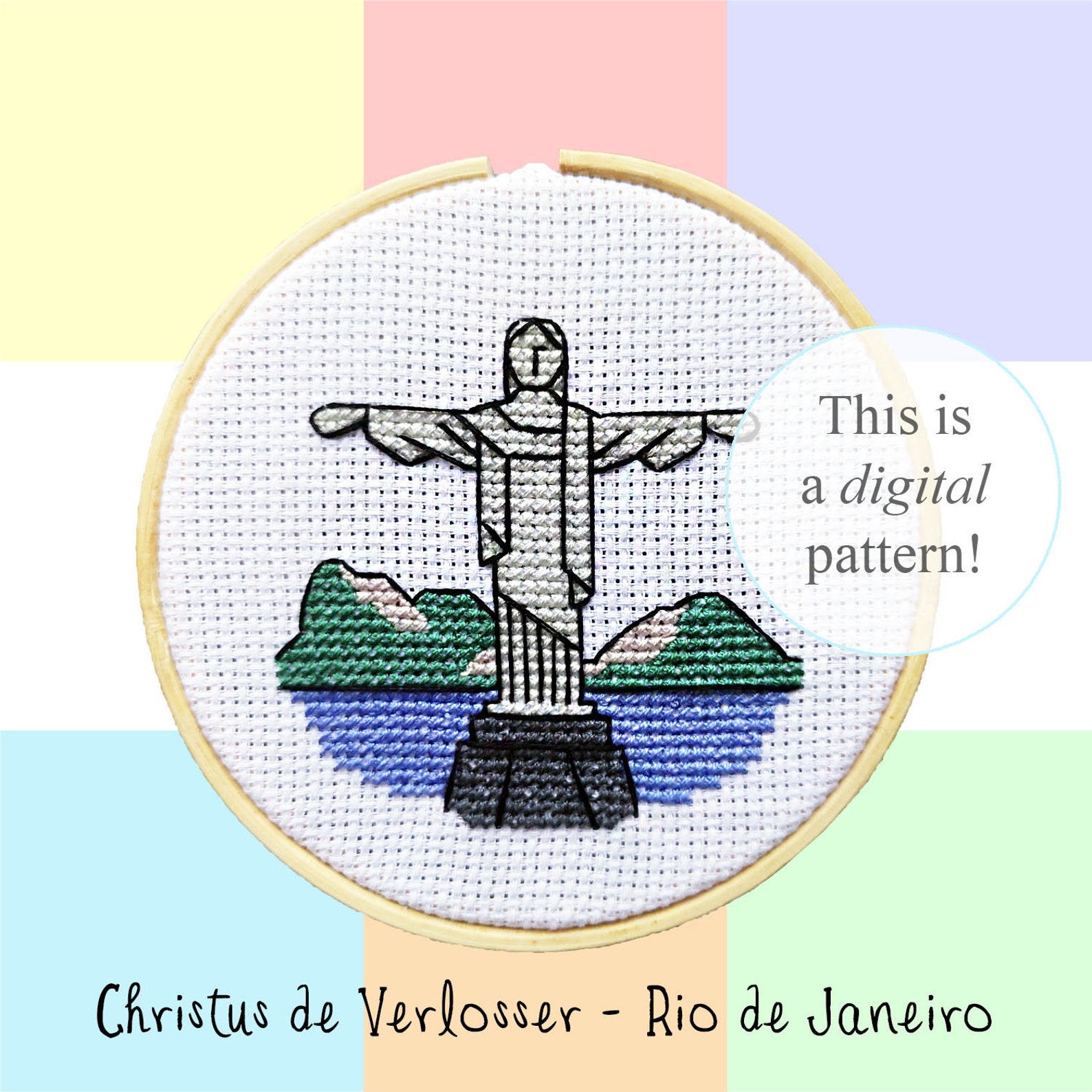 Christ the Redeemer Rio De Janeiro Brazil Cross Stitch PDF Pattern ...