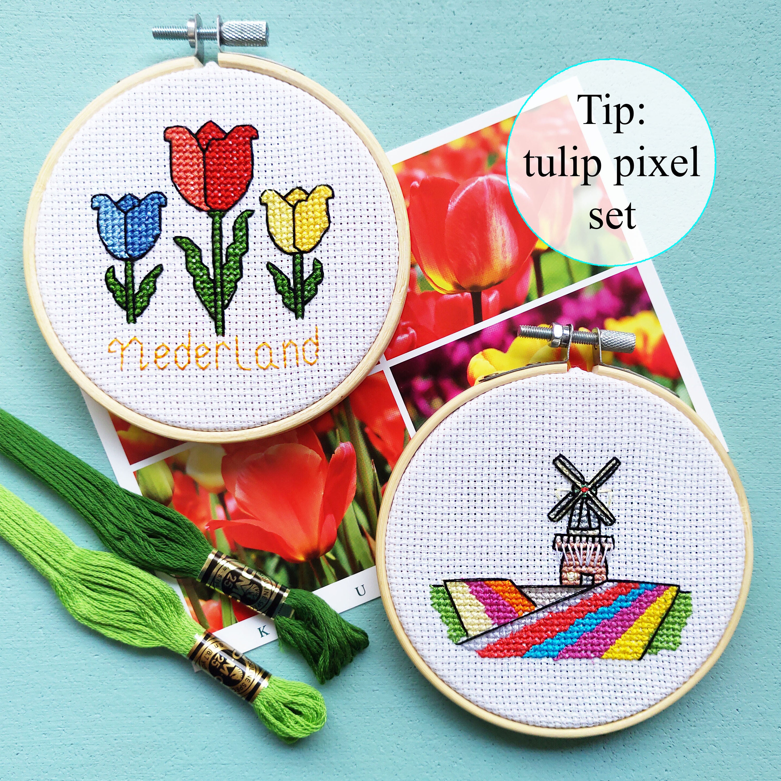 Dutch Tulips Cross Stitch PDF Pattern | 10cm / 4" | Instant Digital ...