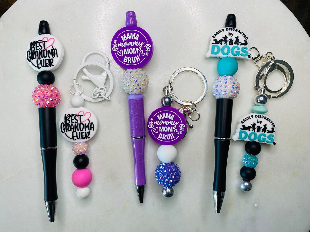 Beaded Pen & Keychain Set |silicone Beads| Beaded Pens| Unique Gifts ...