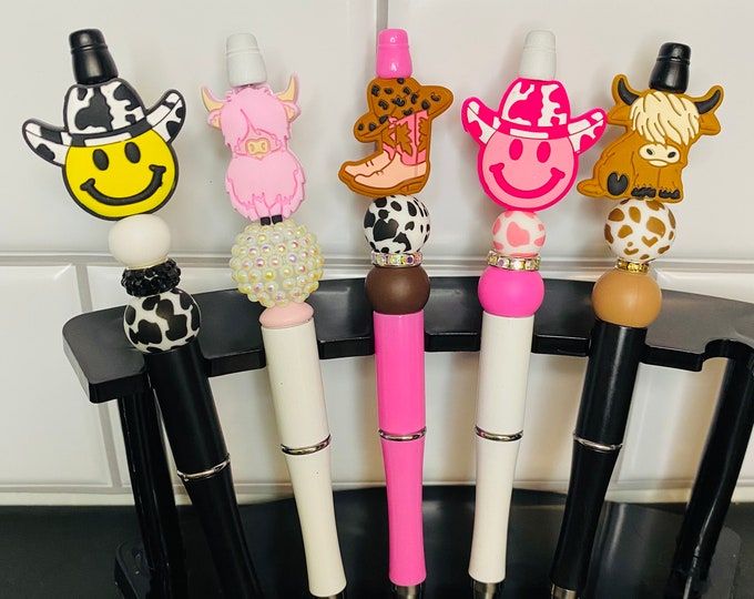 Western Beaded Pen, Refillable Ink Pens, Cute Custom Pens, Howdy Yall ...
