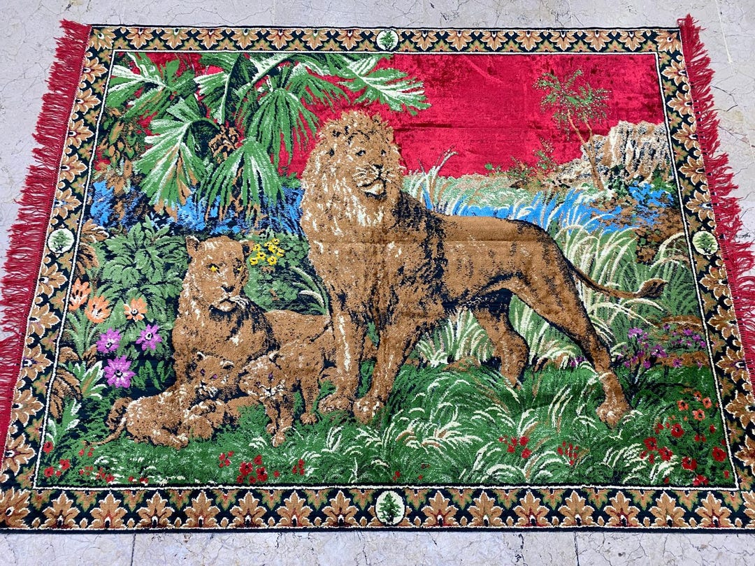 Very Rare Lion Patterned Tapestry, Wall Tapestry, Lion Wall Tapestry ...