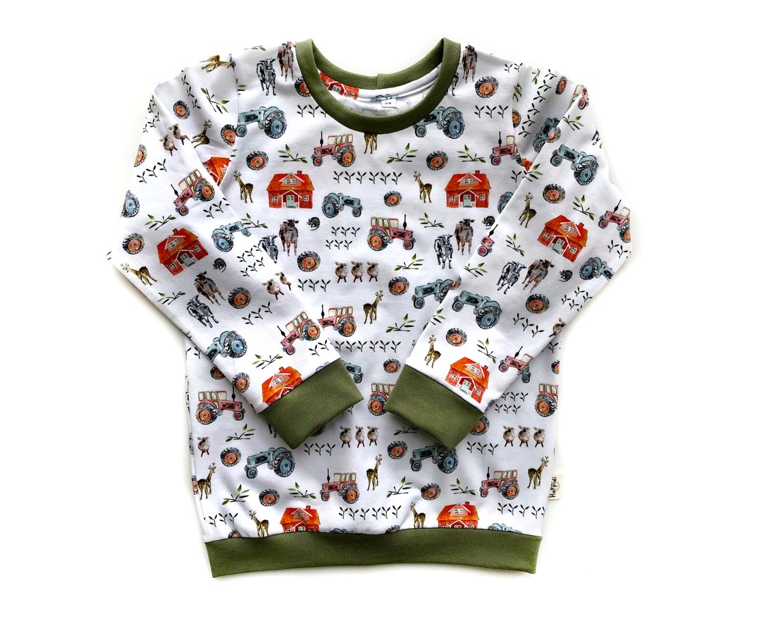 Farm Life Toddler Boy Sweatshirt, Tractor and Farm Animals Organic Baby ...
