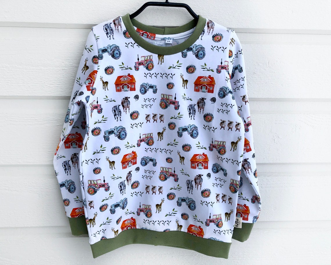 Farm Life Toddler Boy Sweatshirt, Tractor and Farm Animals Organic Baby ...
